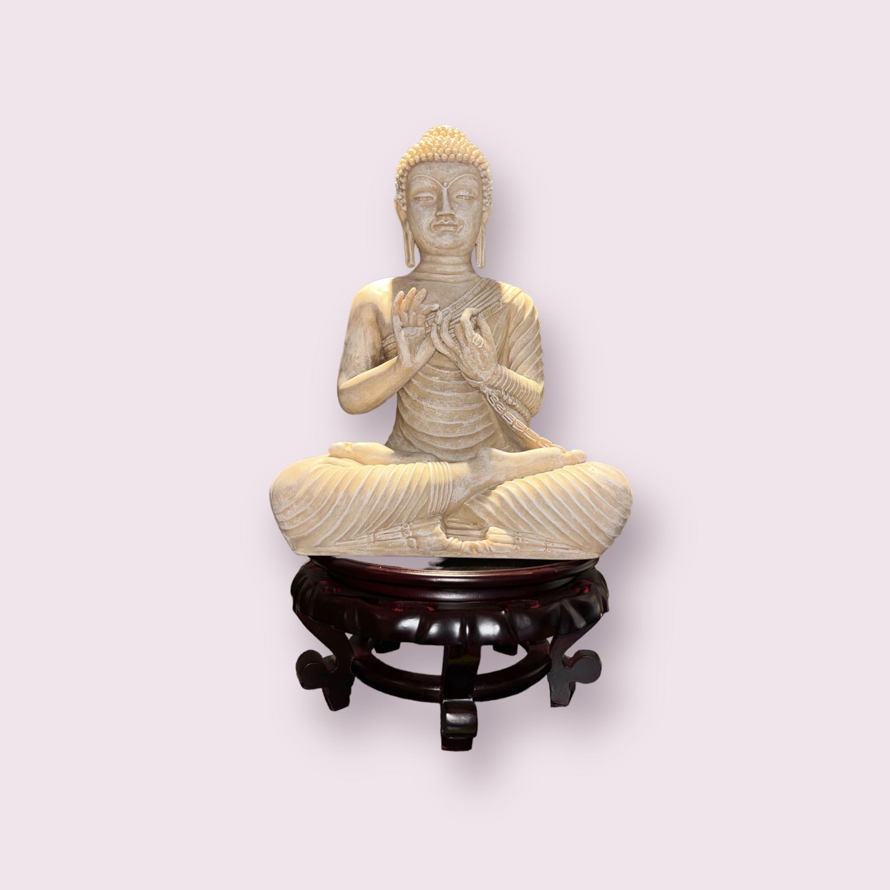 Buddha resin statue w/ Dharmachakra Mudra hand gesture - approx 18" height