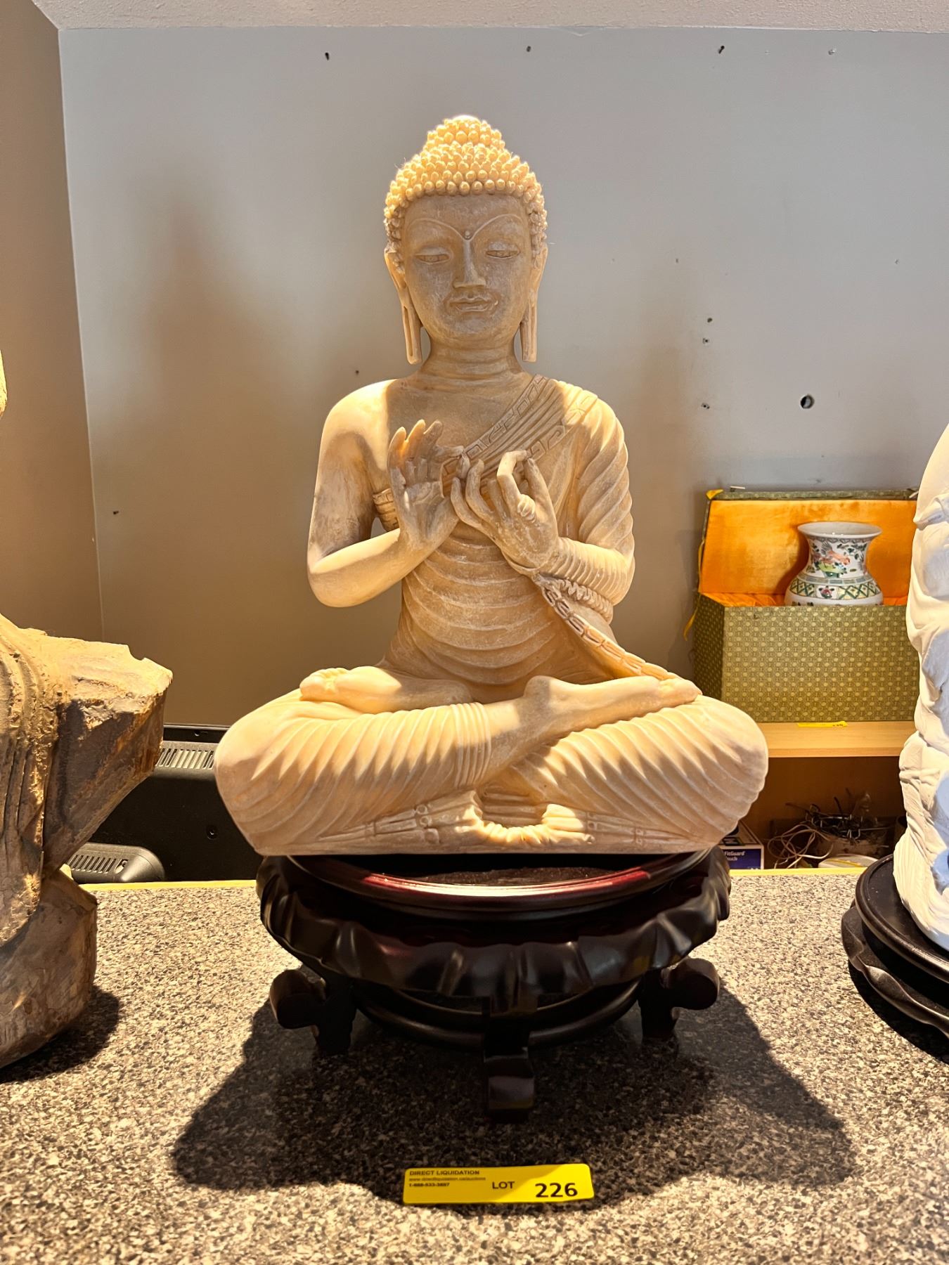 Buddha resin statue w/ Dharmachakra Mudra hand gesture - approx 18" height