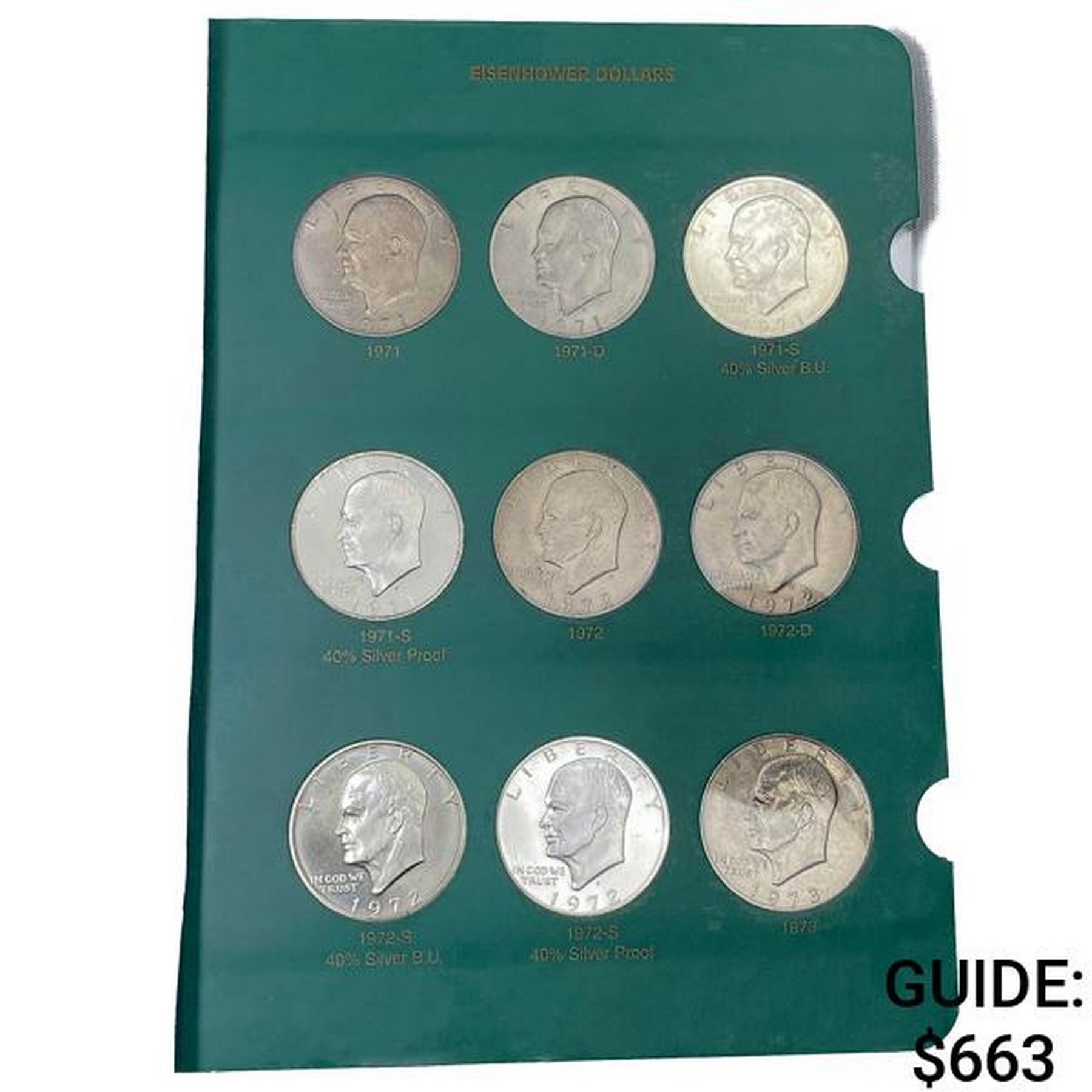 1971-1978 Eisenhower Silver Dollar Book (32 Coins)