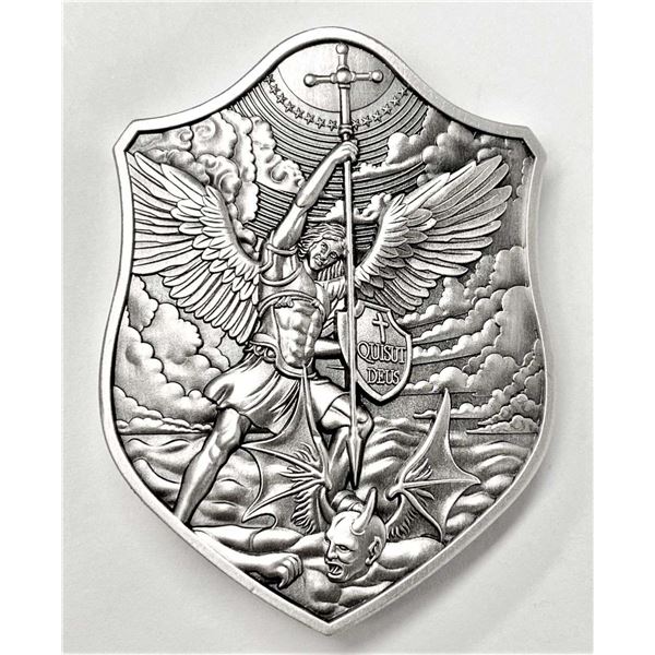 High Relief Shield Of St. Michael 2 ozt .999 Silver Stacker