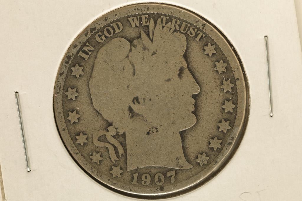 1907 SILVER BARBER HALF DOLLAR