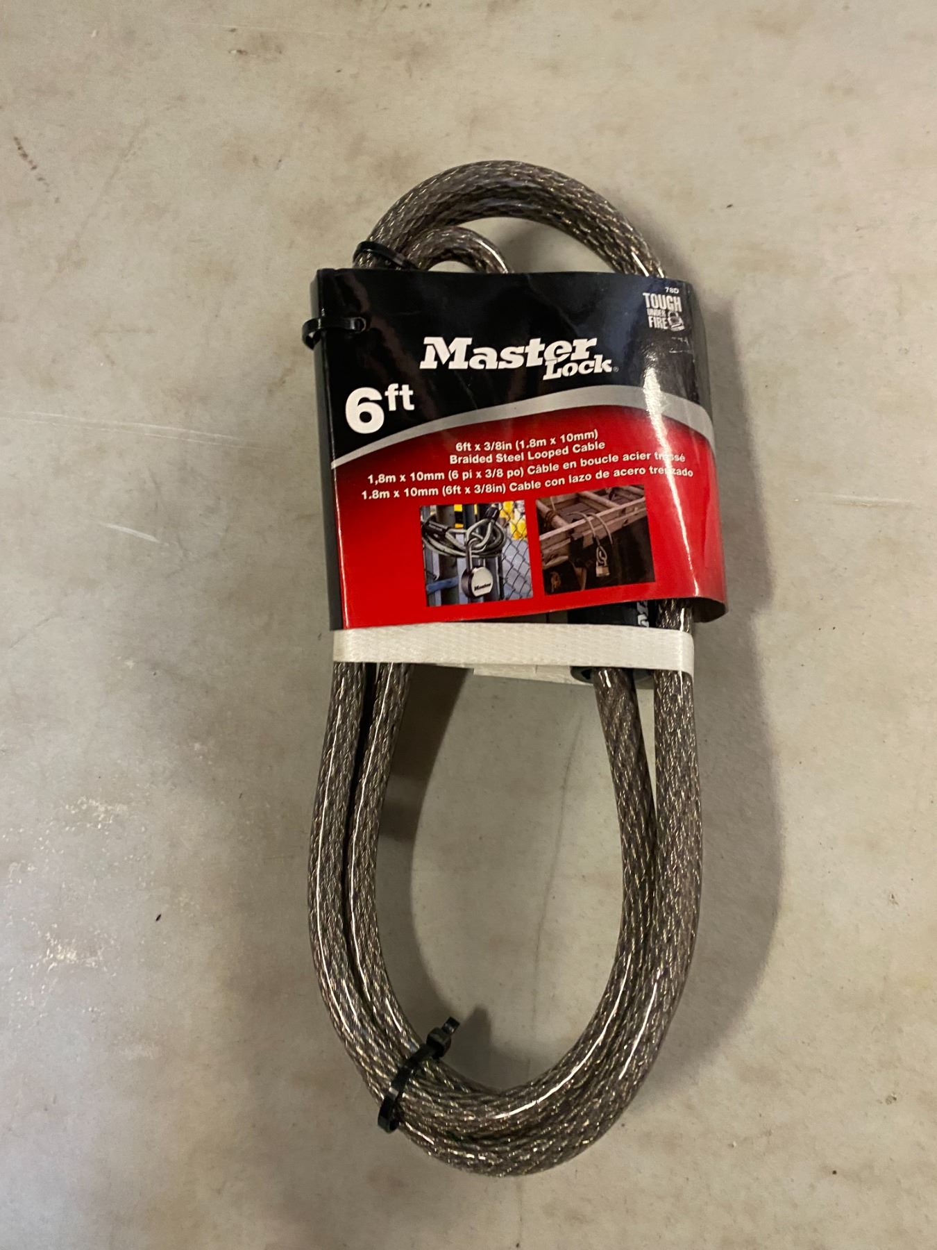 Master lock 6ft braided steel looped cable