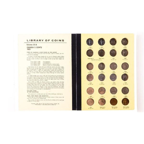 Vintage Library of Coins Album - Canada Five Cents - Nice Collection