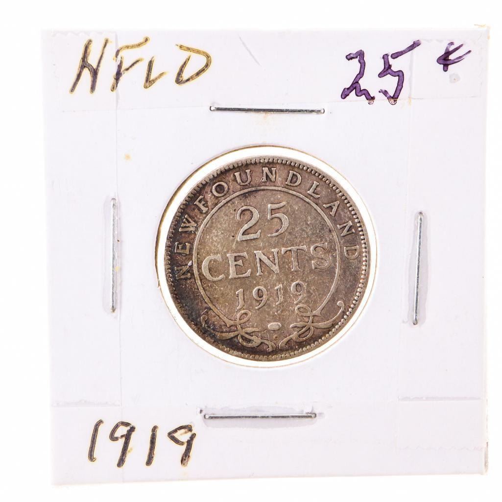 NFLD 1919 Silver 25 Cents