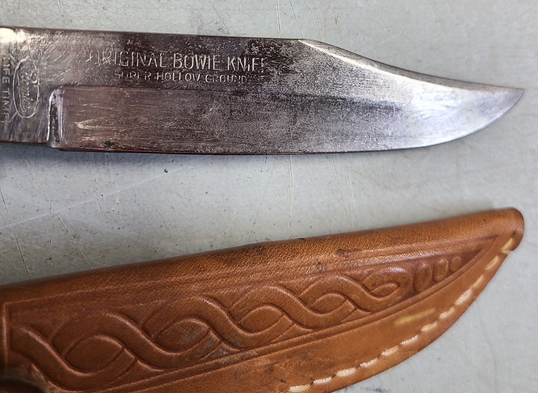 VINTAGE PREMIER LIFETIME ORIGINAL BOWIE KNIFE H 48 SOLINGEN cw LEATHER ...