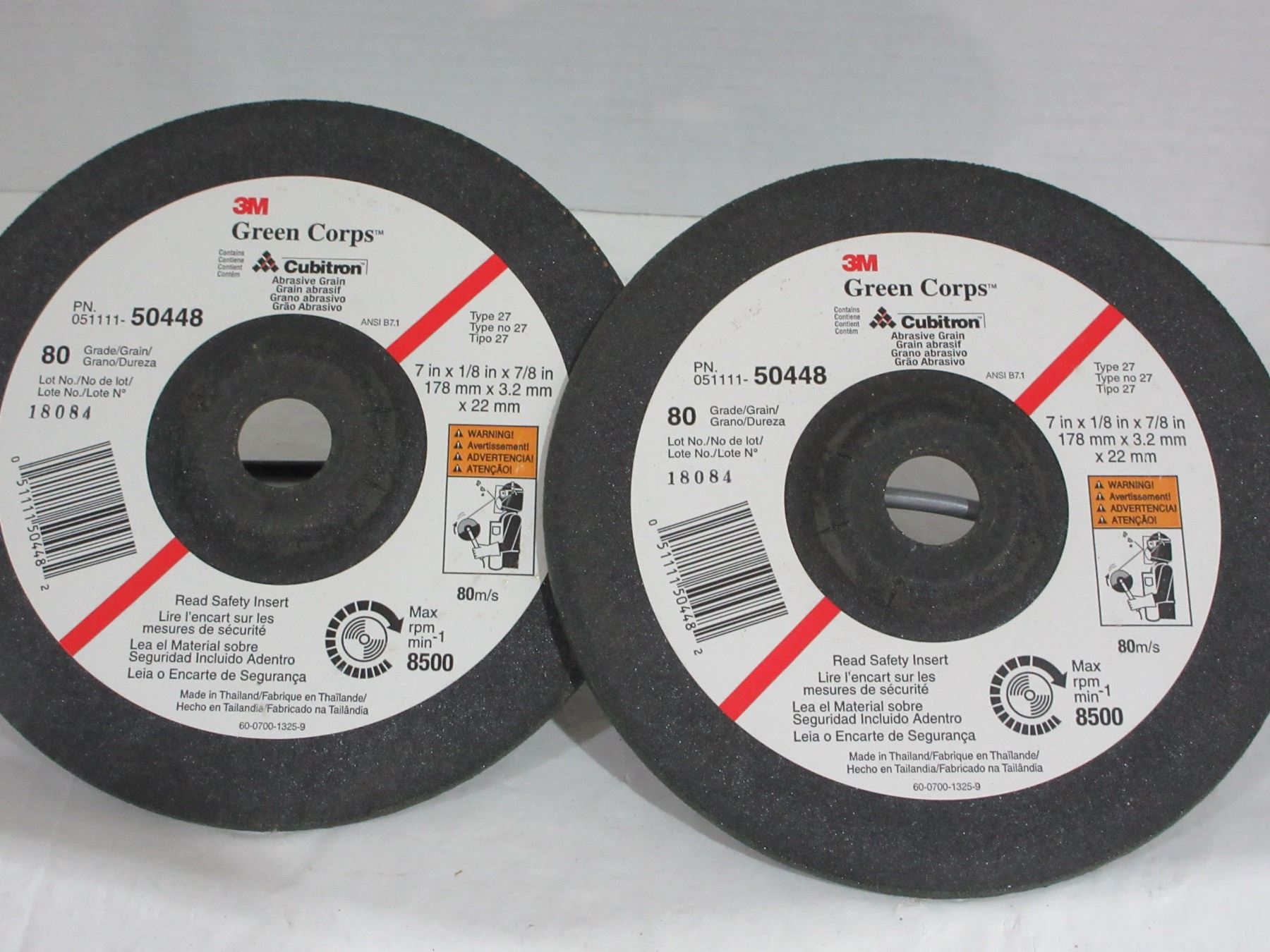 NEW: 3M GREEN CORPS 80 GRAIN CUTTING DISCS (2)