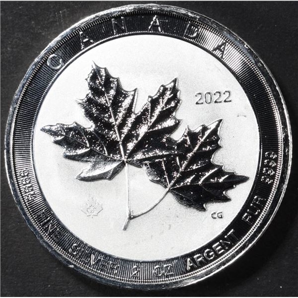 2022 2 OZ CANADIAN TWIN MAPLE LEAF .999 SILVER