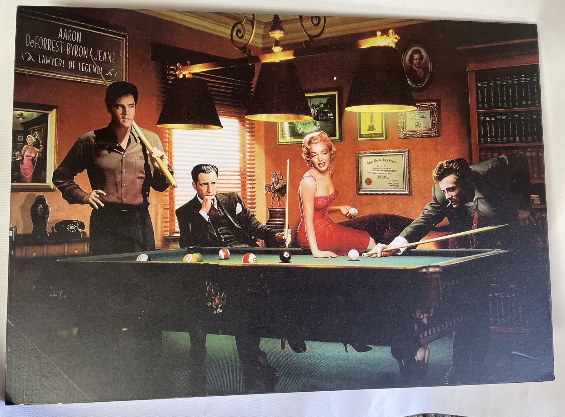 Marilyn Monroe Elvis James Dean Billiard Pool Table Law Poster 12X18