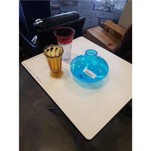 3 Art Glass Vases