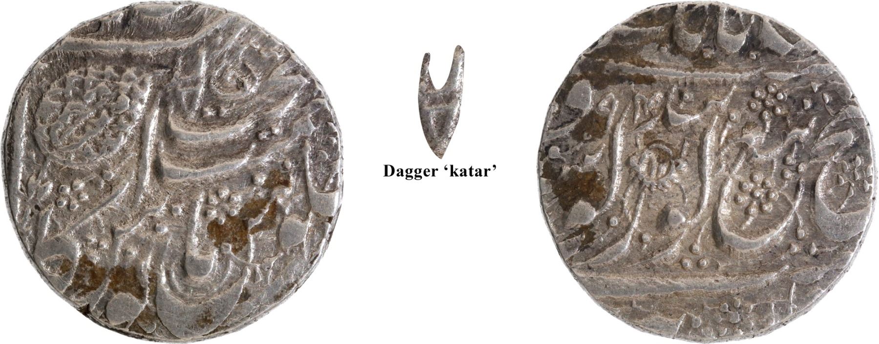 Dagger & Face symbol Sikh Empire Ranjit Singh Sri Amritsar Mint Silver ...