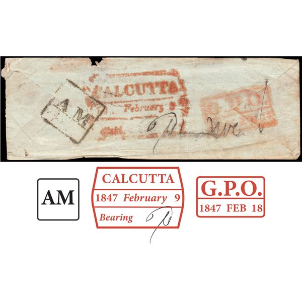 Very Rare Pre Stamp Cover with an Unrecorded Seal of Calcutta.
