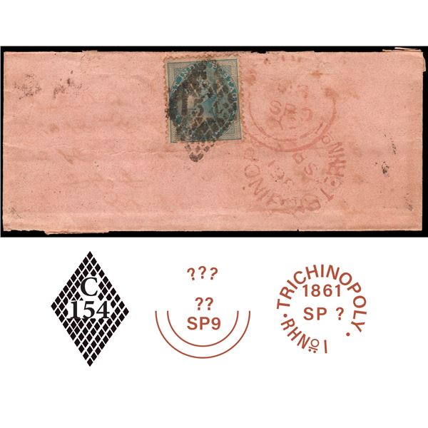 Very Rare Pre Stamp Cover of Half Anna Stamp with Red Cancellation of ...