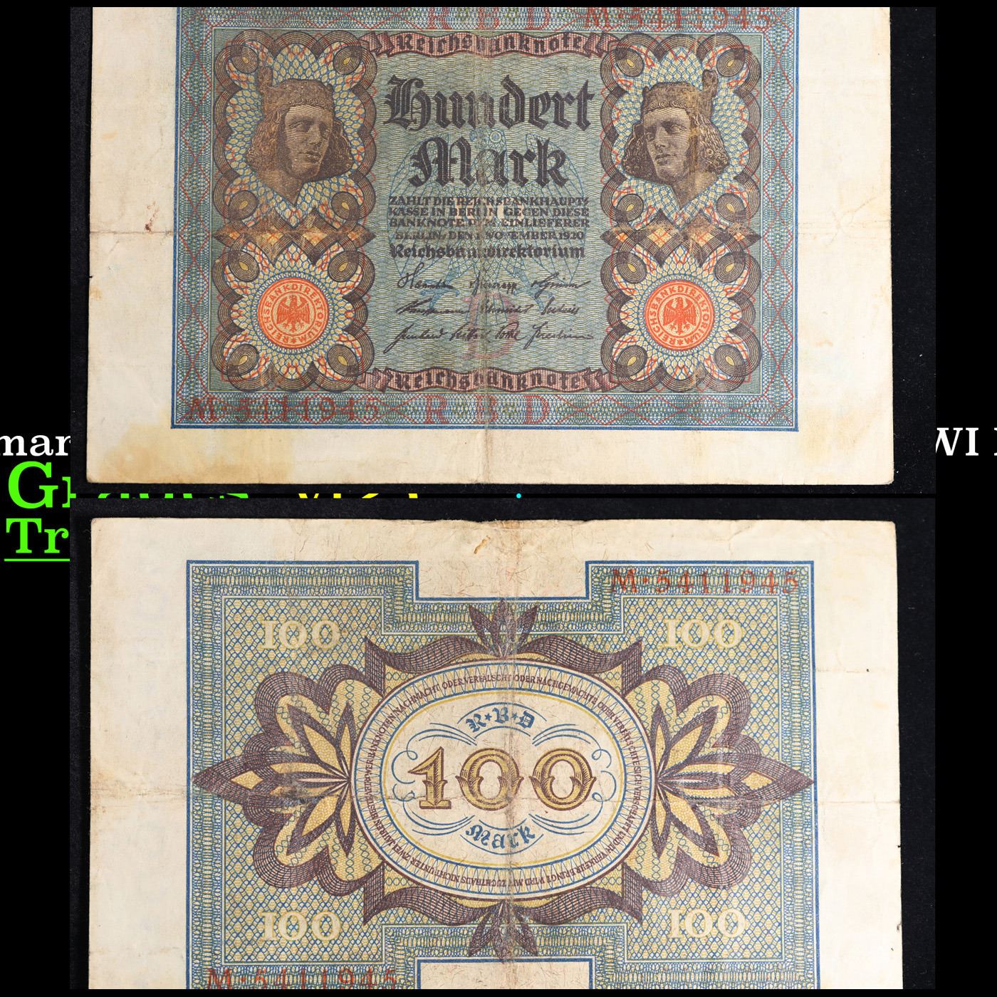 1920 Germany (Weimar Republic) 100 Marks Banknote - Post-WWI ...
