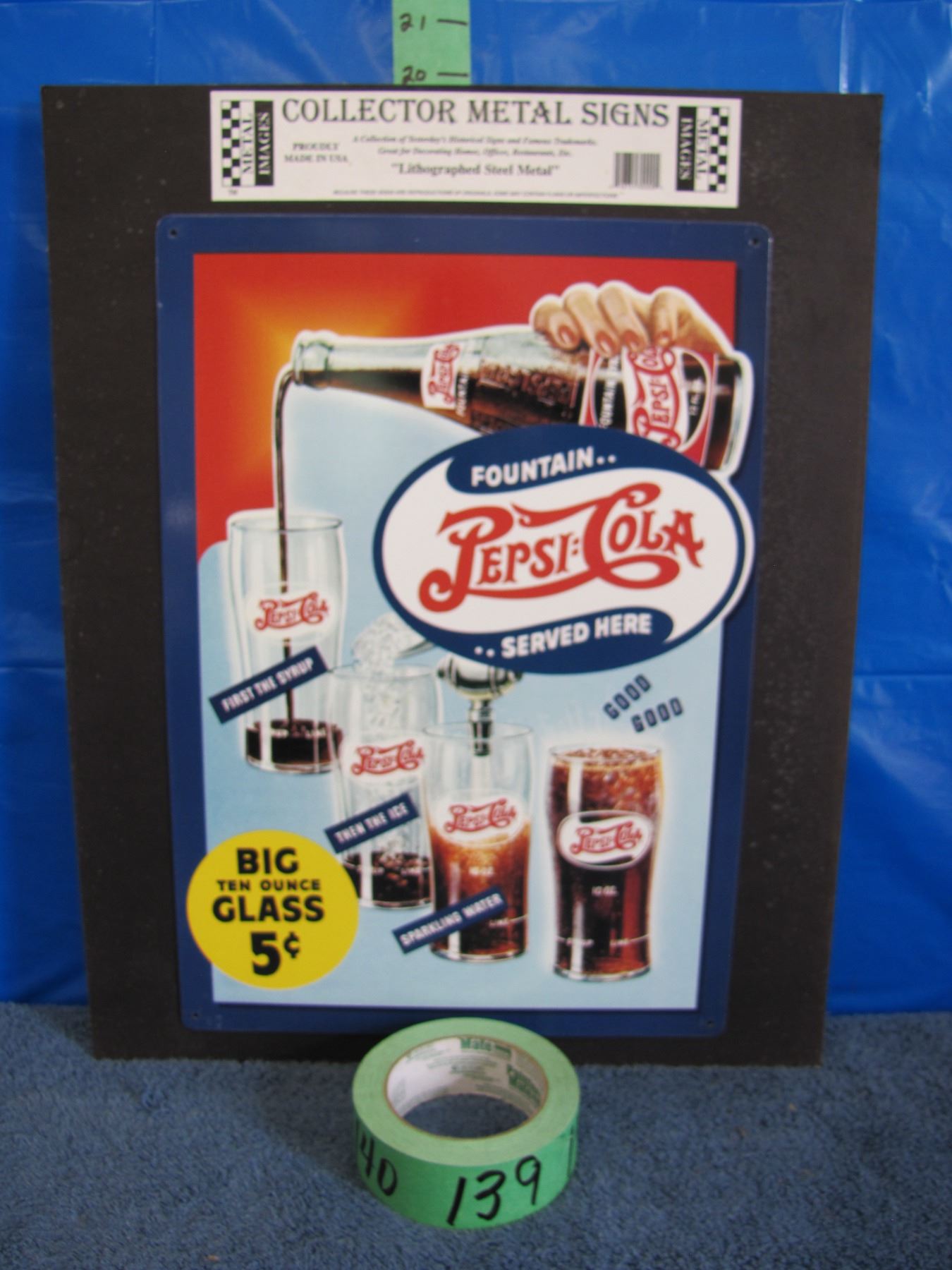 Reproduction vintage metal Pepsi cola sign