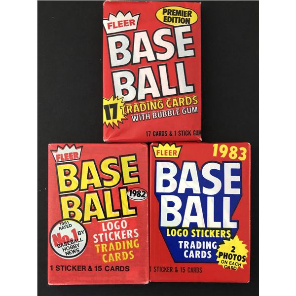 Fleer Baseball Wax Packs (3) 1981, 1982 And 1983