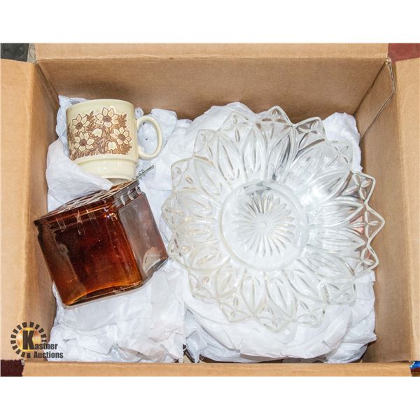 Estate Box Assorted Glass Ware Etc