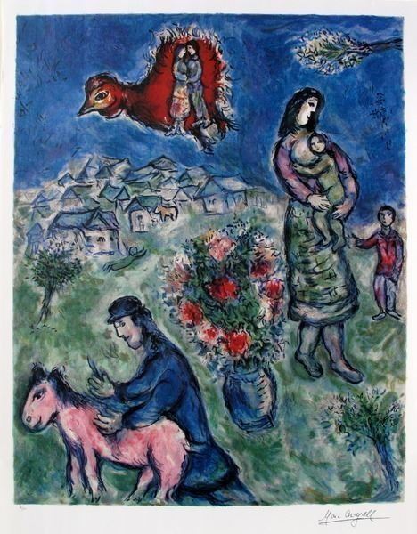 Marc Chagall SUR LA ROUTE DU VILLAGE Limited Edition Lithograph