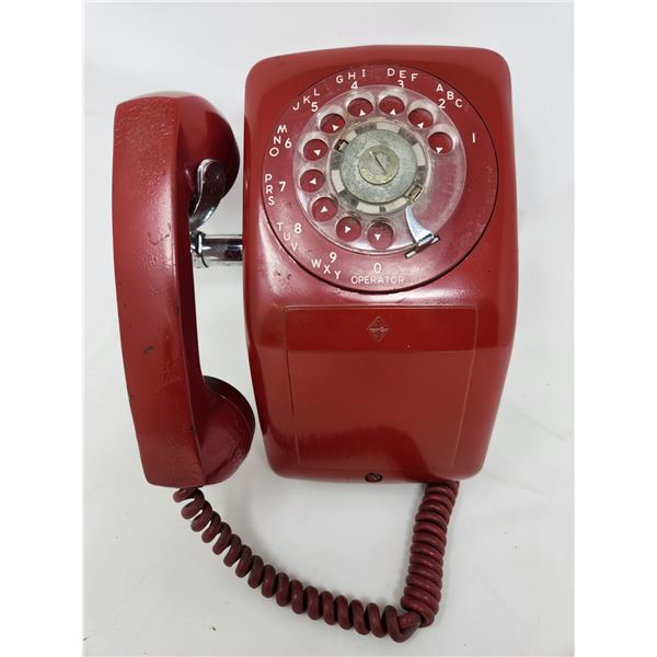Vintage Red Wall Mounted Rotary Phone