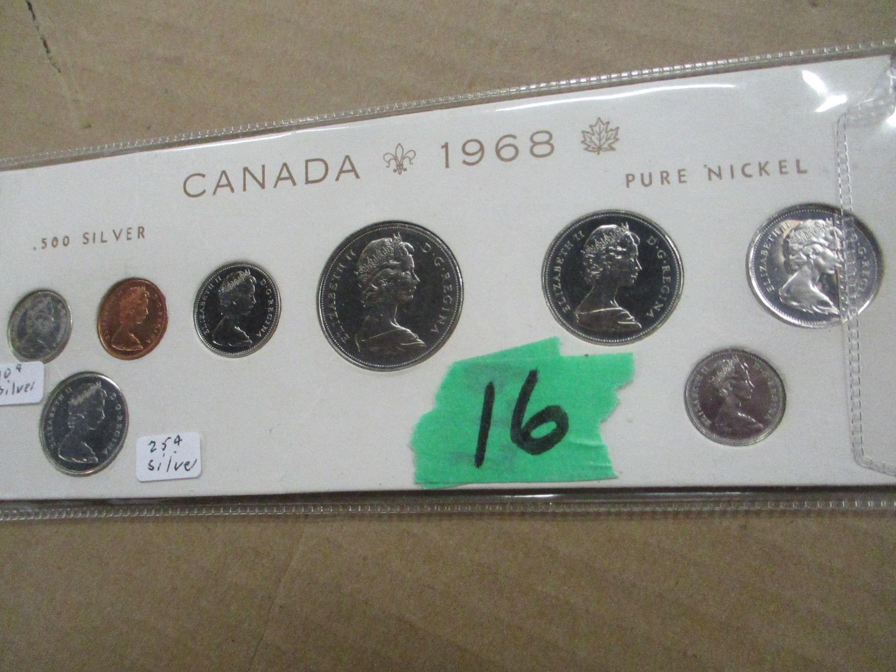 1968 COIN SET C/W SILVER DIME & QUARTER