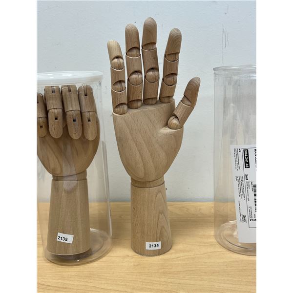 2 IKEA HandSkalad Wooden Adjustable Hand Sculptures - about 1:1 adult Scale