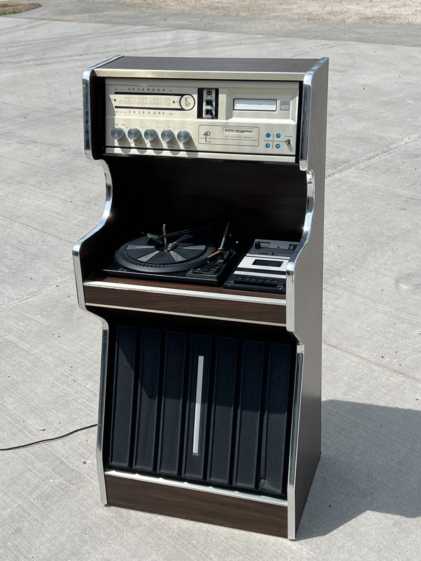 Vintage Morse AM/FM Turntable 8 Track Cassette Electrophonic Stereo System