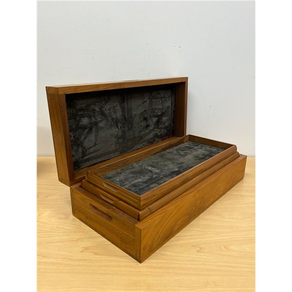 Solid American Walnut Storage Box with 2 Removable Trays - It's a beauty