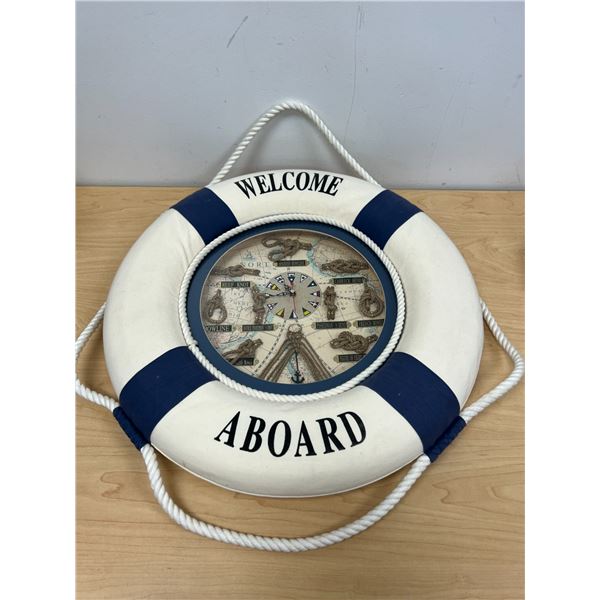 Large Life Buoy Preserver Wall Clock - not tested - approx: 19.5"