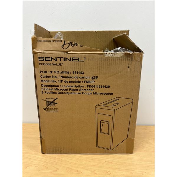Sentinel Paper Shredder - see pics, open box, not tested