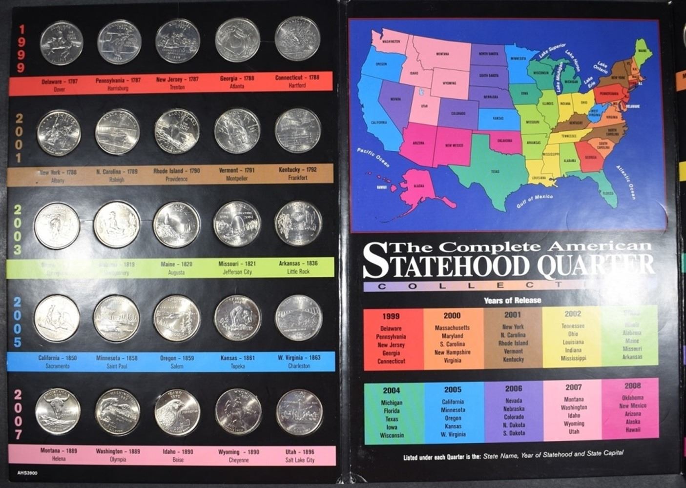 COMPLETE SET OF STATE QUARTERS IN US MAP