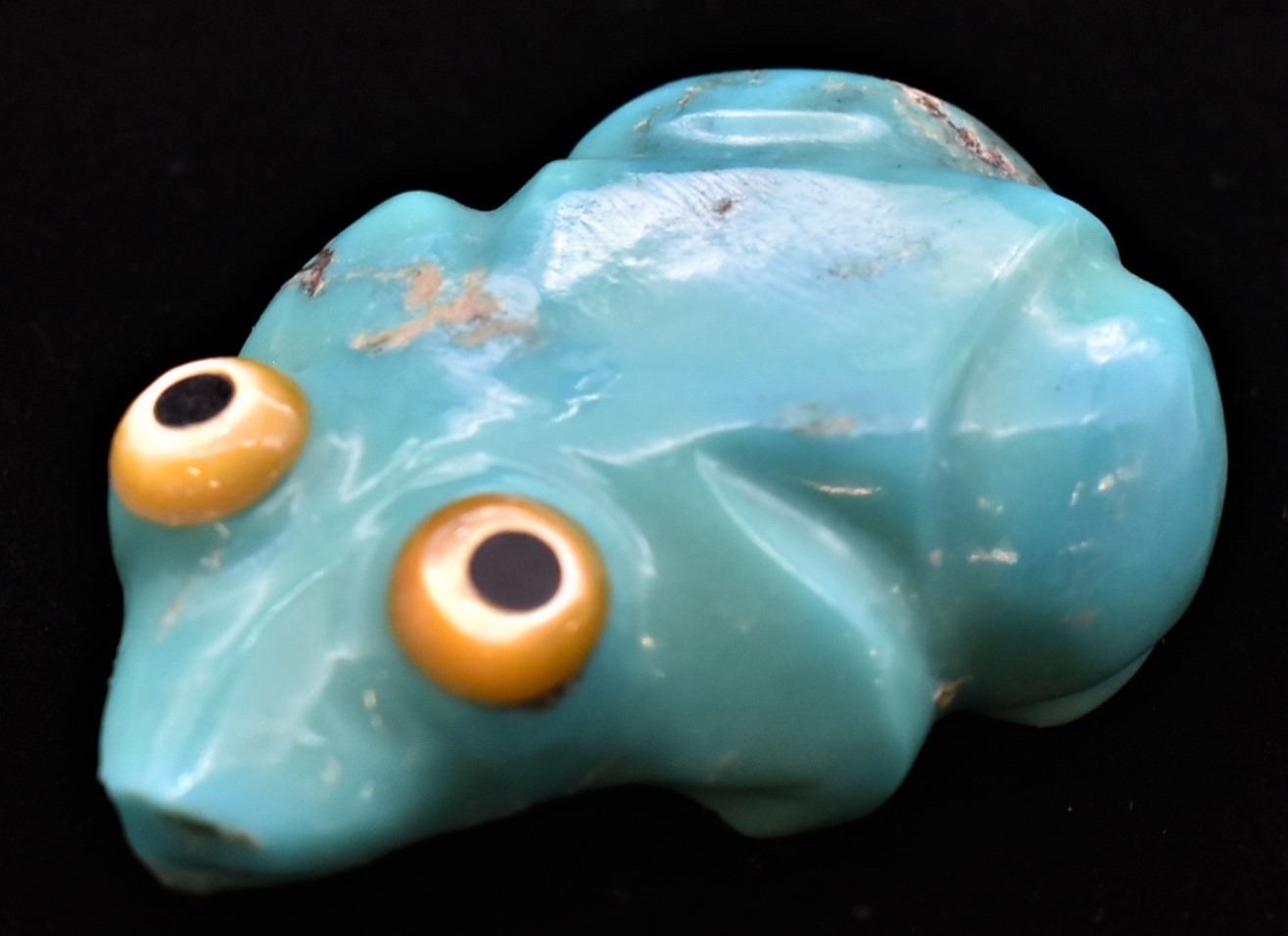 Zuni Turquoise Frog Fetish by Delvin Leekya