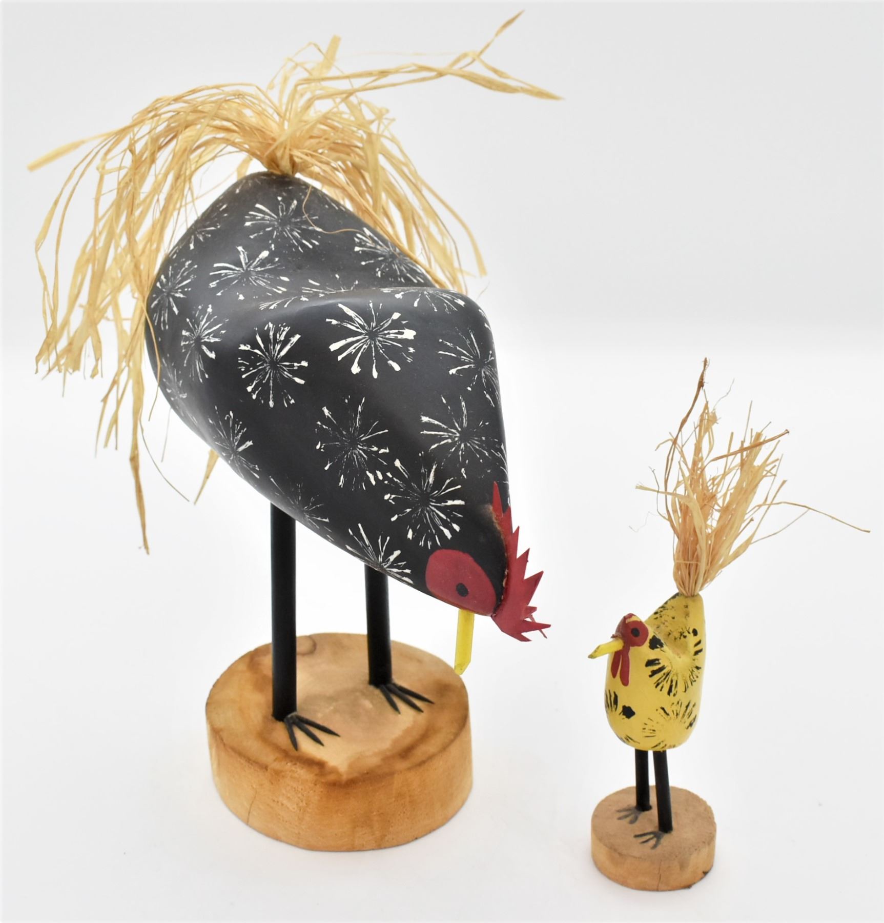 2 Navajo Folk Art Wood Chickens by Edith John