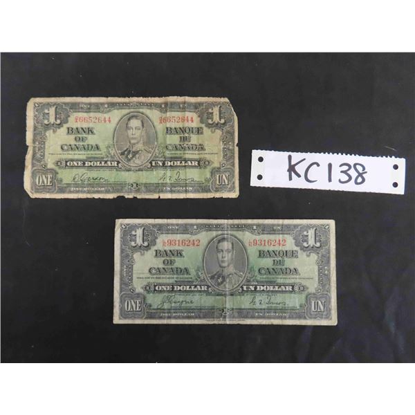2 1937 Canada 1 Paper Bills 2 1937 Canada 1 Paper Bills