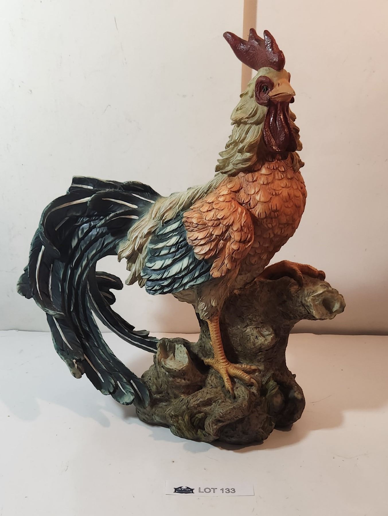 Rooster Chicken Resin Sculpture 14” Tall