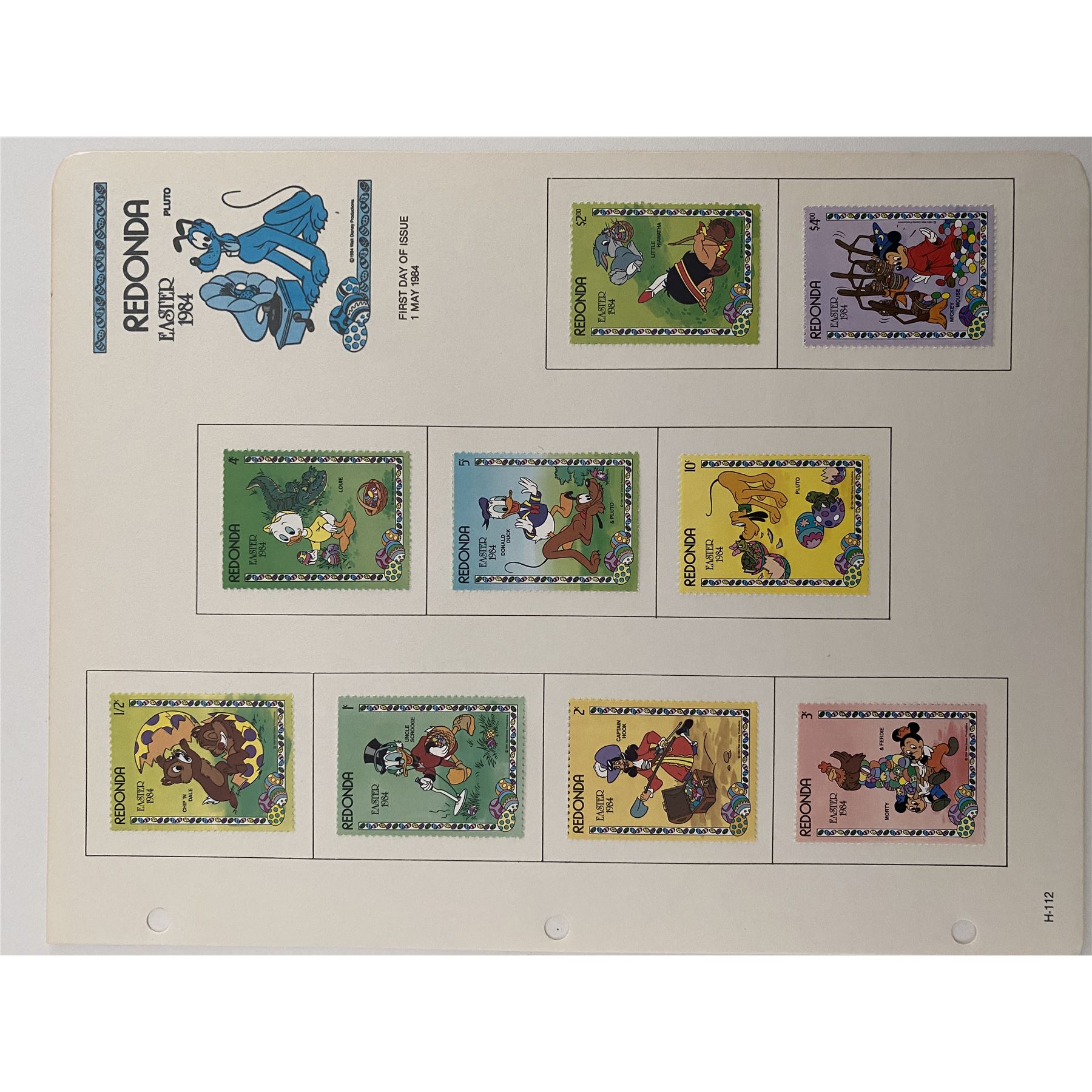 Walt Disney Mickey Mouse & Friends Stamp Sheet. Redonda