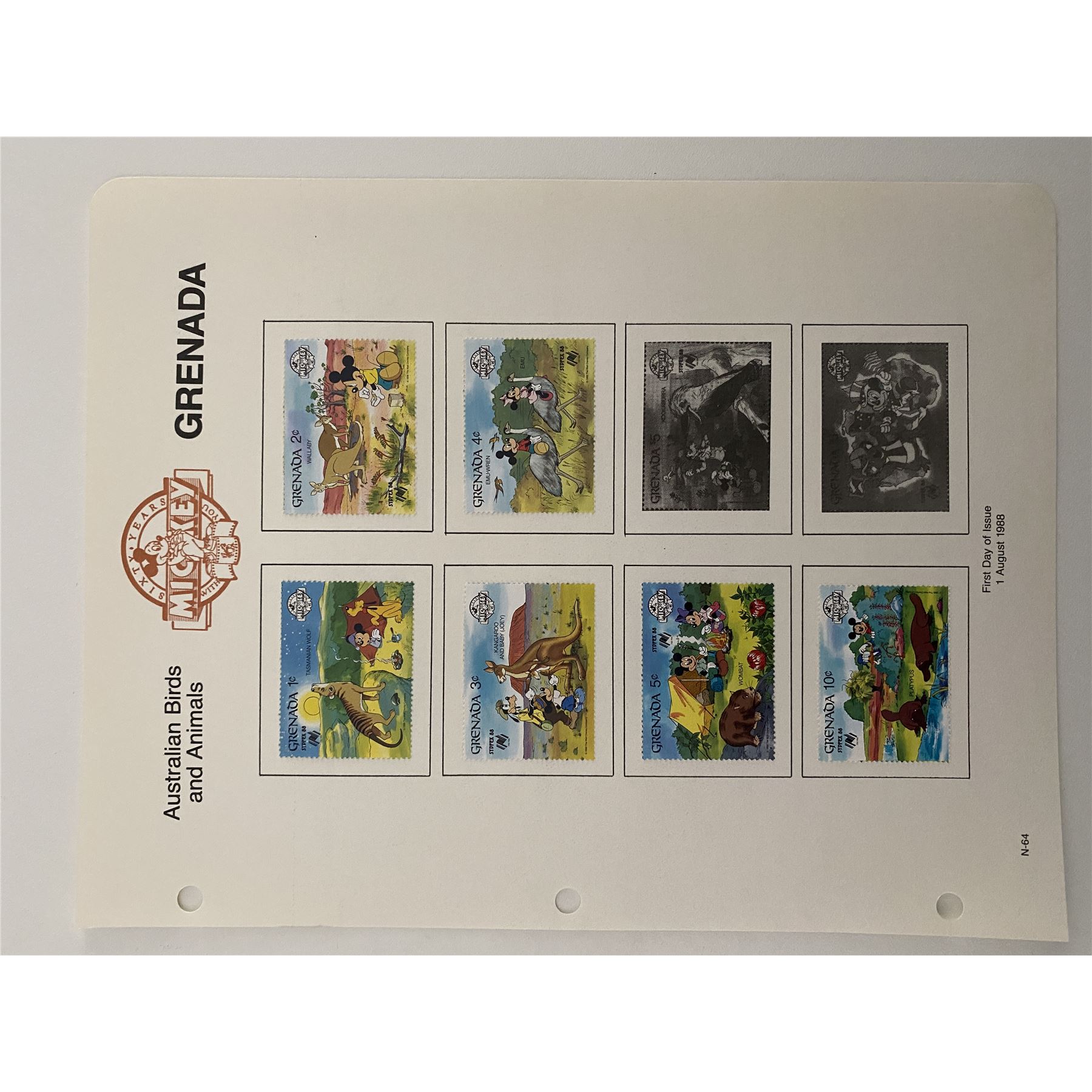 Walt Disney Mickey & Friends Australian Birds and Animals Stamp Sheet ...