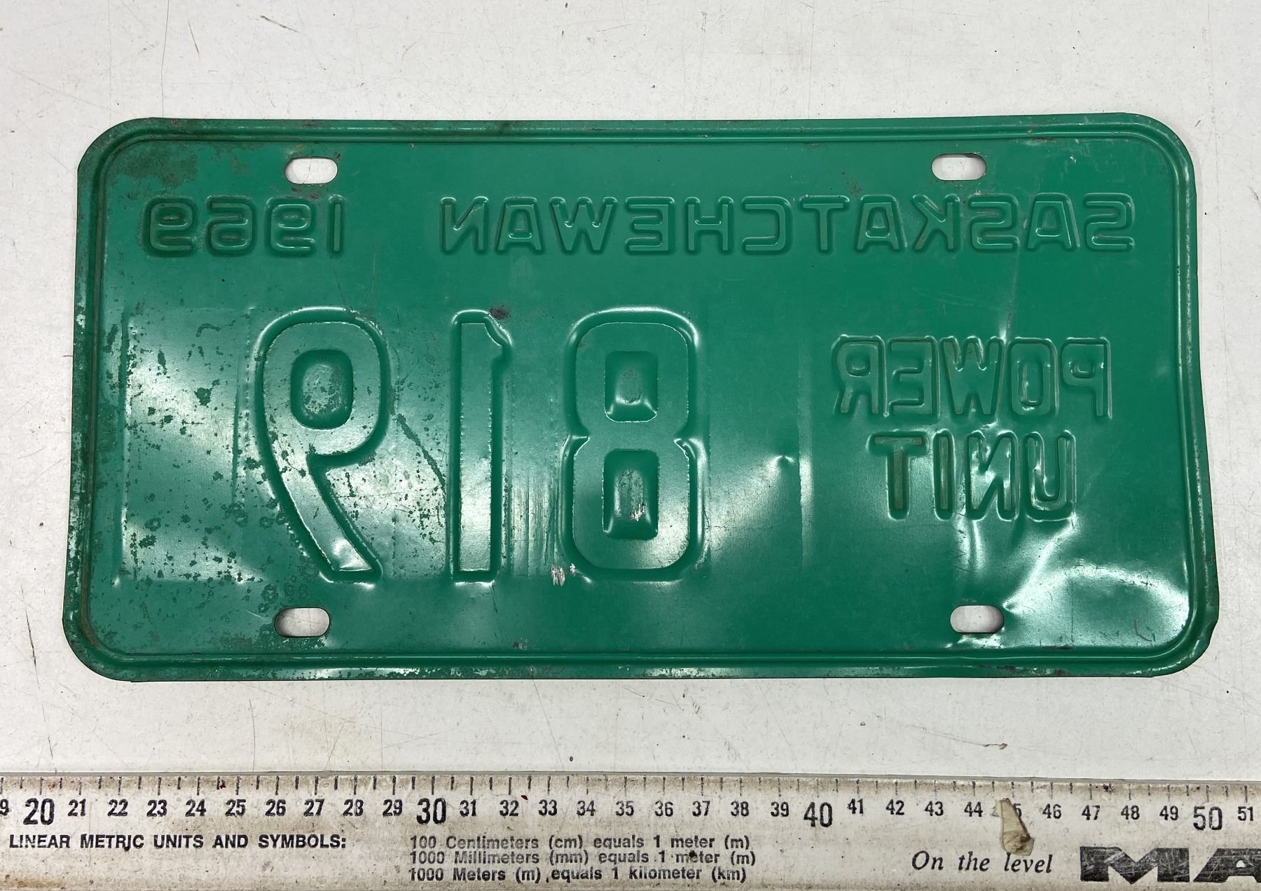 1969 Saskatchewan Canada Vintage License Plate Power Unit 819 - Schmalz ...