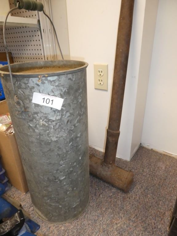 galvanized bucket & sledge hammer