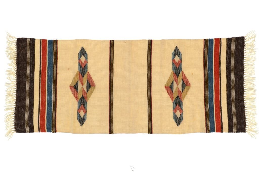 Mexican Banded Medallion Saltillo Rug c. 1970's