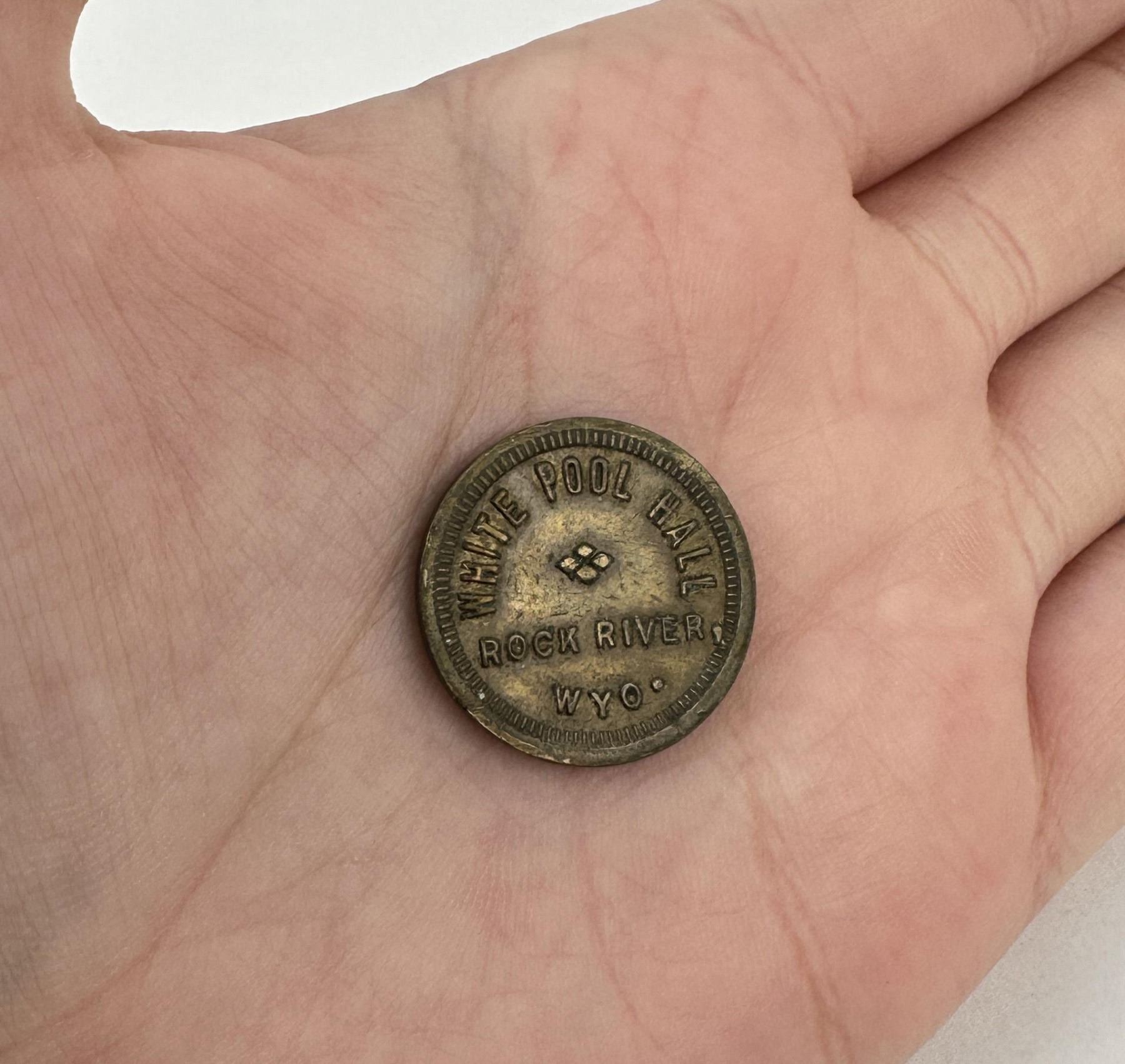 White Pool Hall Rock River Wyoming Trade Token