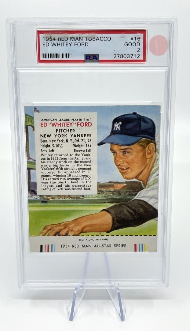 1954 Red Man Tobacco Whitey Ford #16 PSA 2