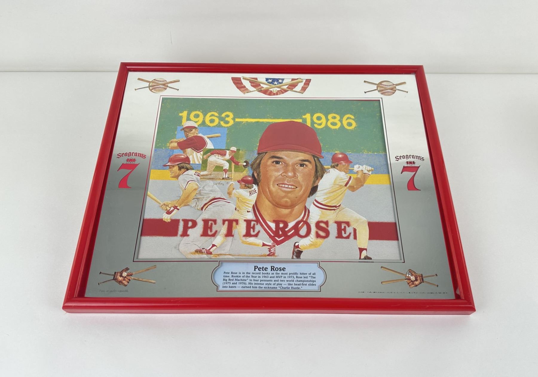Seagram's 7 Pete Rose Baseball Mirror