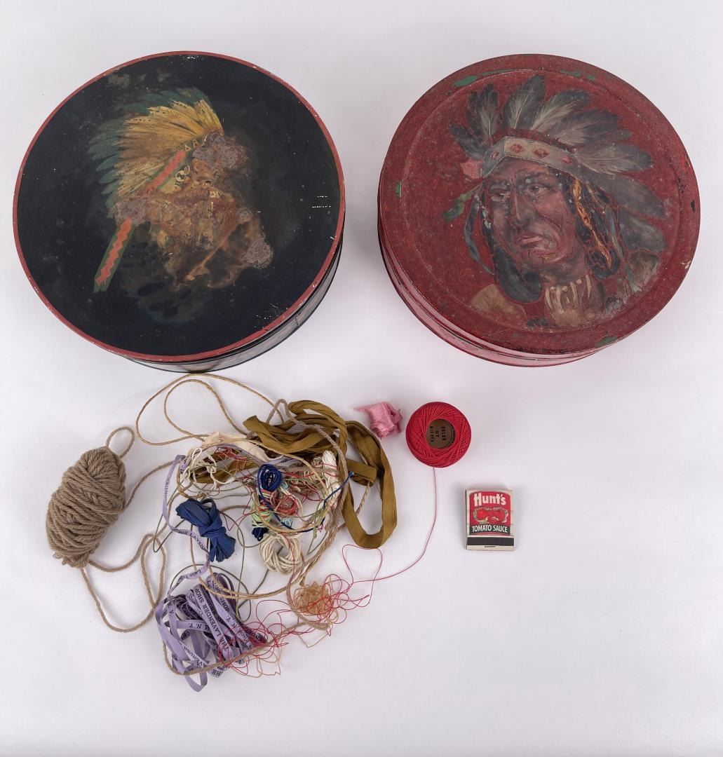 Collection of Folk Art Indian Painted Sewing Boxes