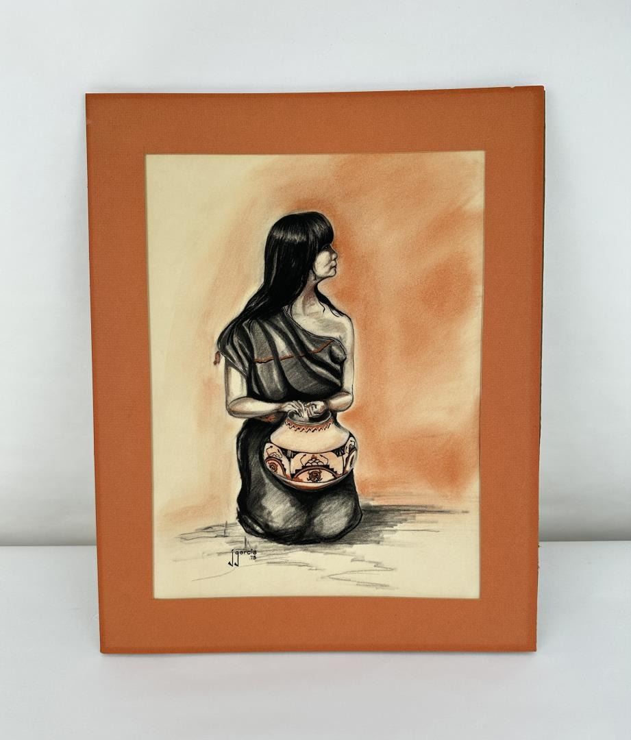 John Garcia Santa Clara Pueblo Indian Drawing
