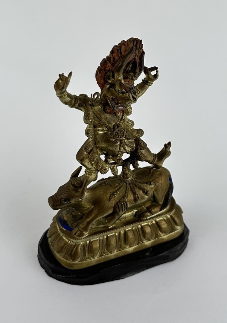 Antique Chinese Tibetan Bronze Yama Figure