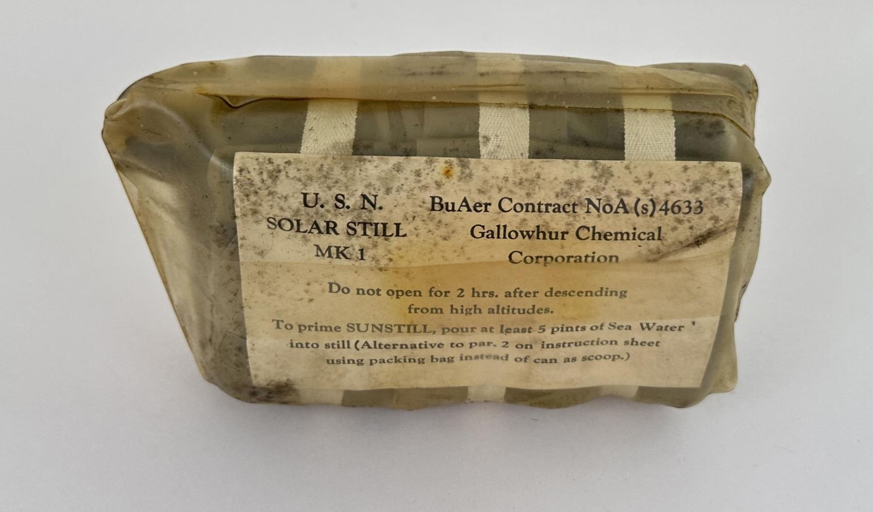 WW2 US Navy Pilot Solar Still Life Raft Kit