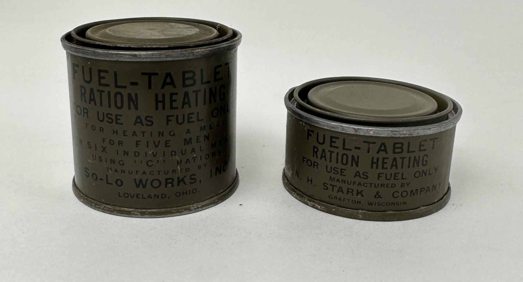 Lot of 2 WW2 US Army Ration Heating Fuel