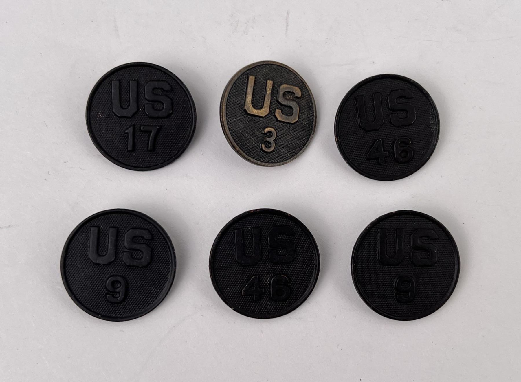 WW1 WWI Lot of Numbered Collar Discs