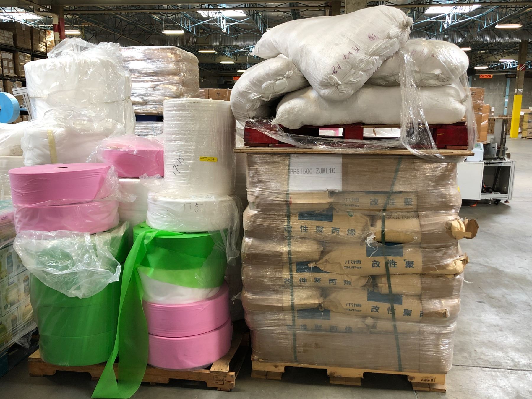 2 pallets full of polypropylene plastic pellets & assorted colour ...