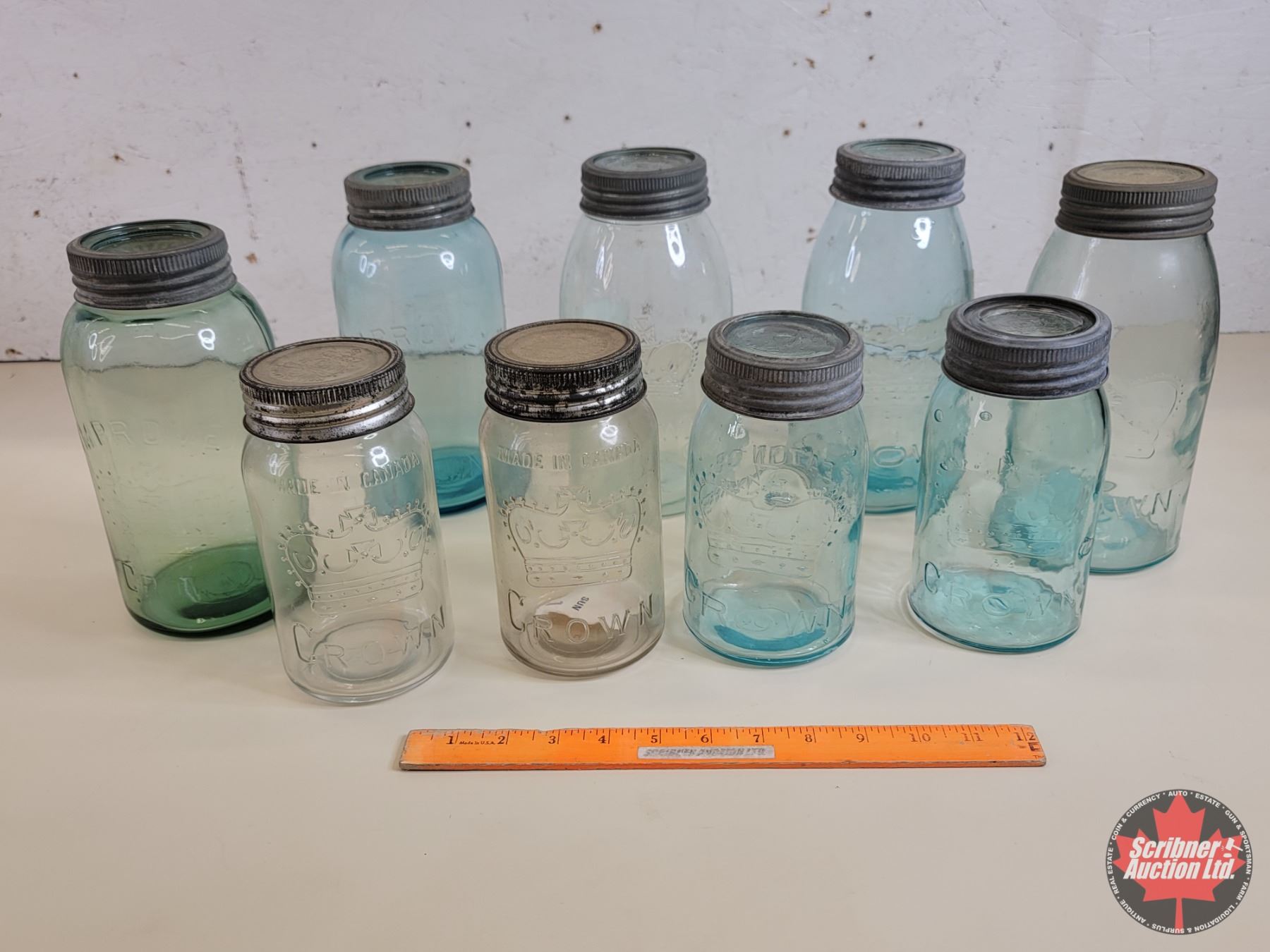 Vintage "CROWN" Mason Jar Collection (9) (Variety of Sizes / Colors ...