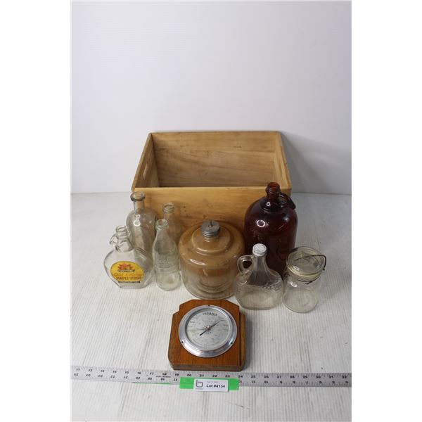 Wooden Crate Glass Bottles And Misc Bodnarus Auctioneering